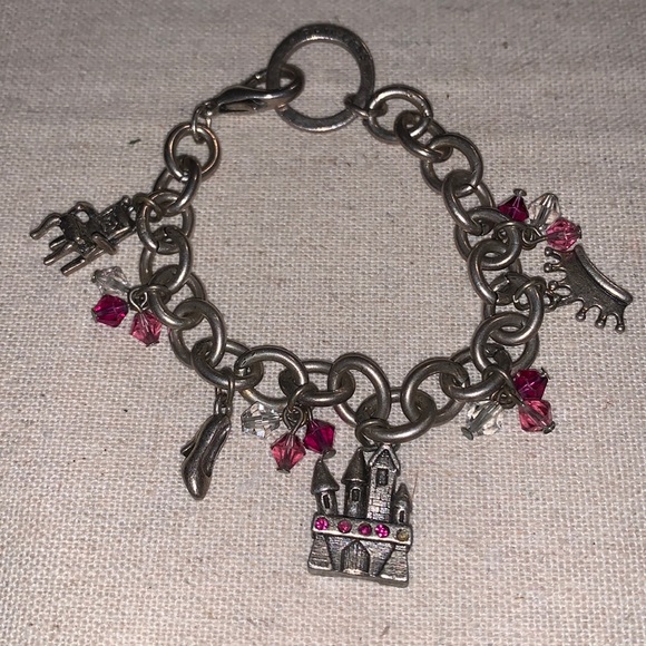 Jewelry | Silvertone Princess Charm Bracelet Throne High Heel Castle ...